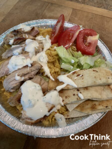 Chicken Over Rice With White Sauce - CookThink